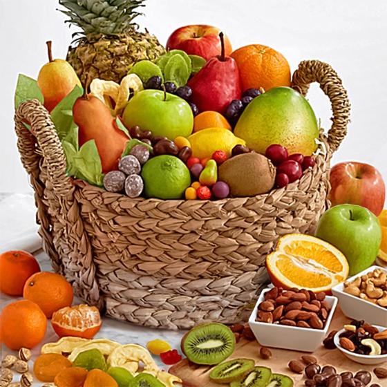 Ultimate Fruit and Snack Keepsake Basket - AA6045 | A Gift Inside