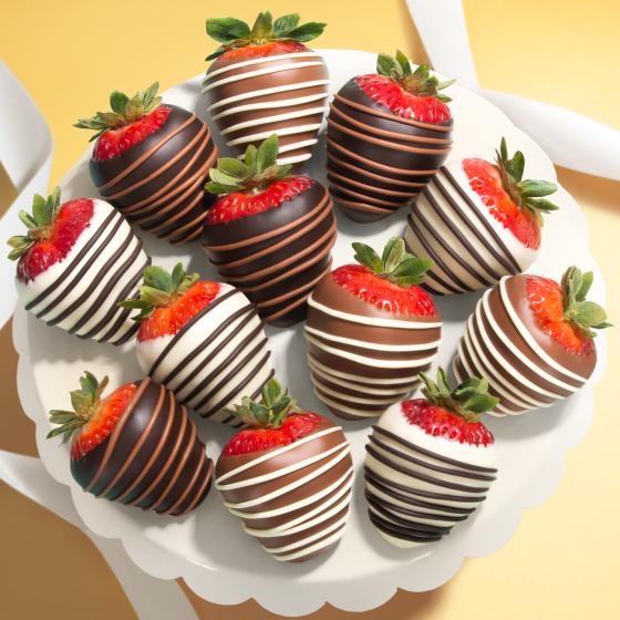 Milk, Dark & White Delight Dipped Strawberries - 12 Berries - ACD2013 ...