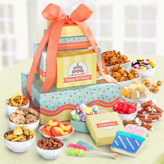 Happy Birthday Sweets & Snacks Tower - AT0260 | A Gift Inside