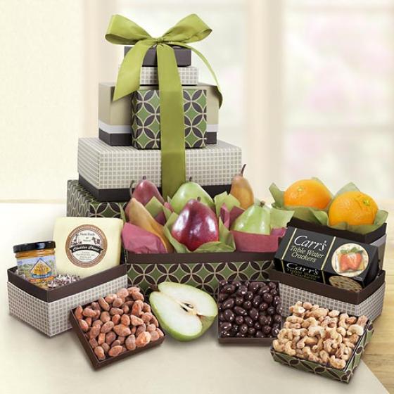 Gracious Giver Fruit and Gourmet 7 Box Tower - AT0230 | A Gift Inside