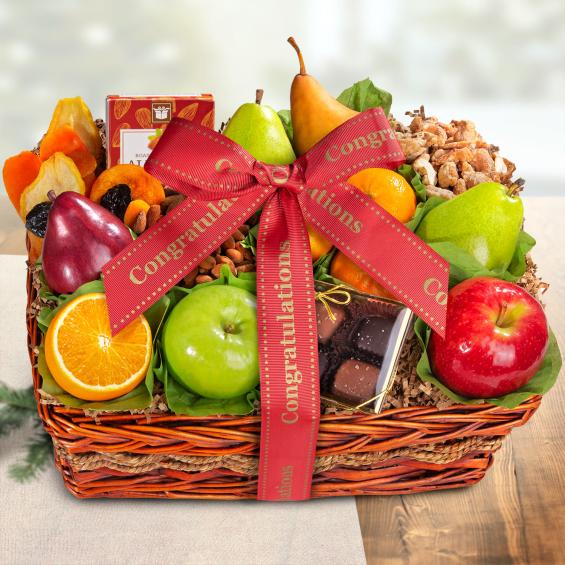 Congratulations Orchard Delight Fruit and Gourmet Basket - AA4094C - A ...