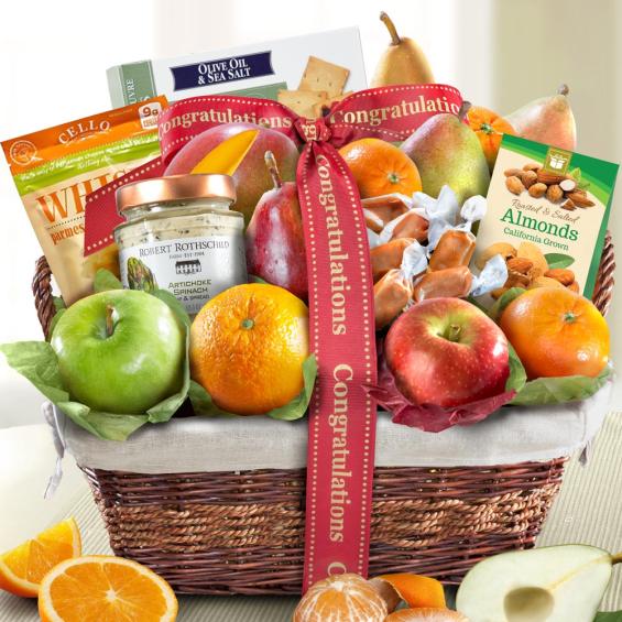 Congratulations Deluxe Fruit Basket - AA4101C - A Gift Inside