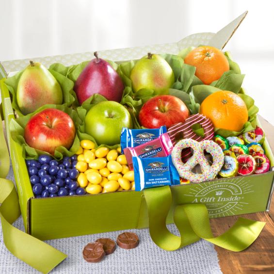 Spring Bouquet of Sweets and Fruit Deluxe Gift Box - AB2026 - A Gift Inside